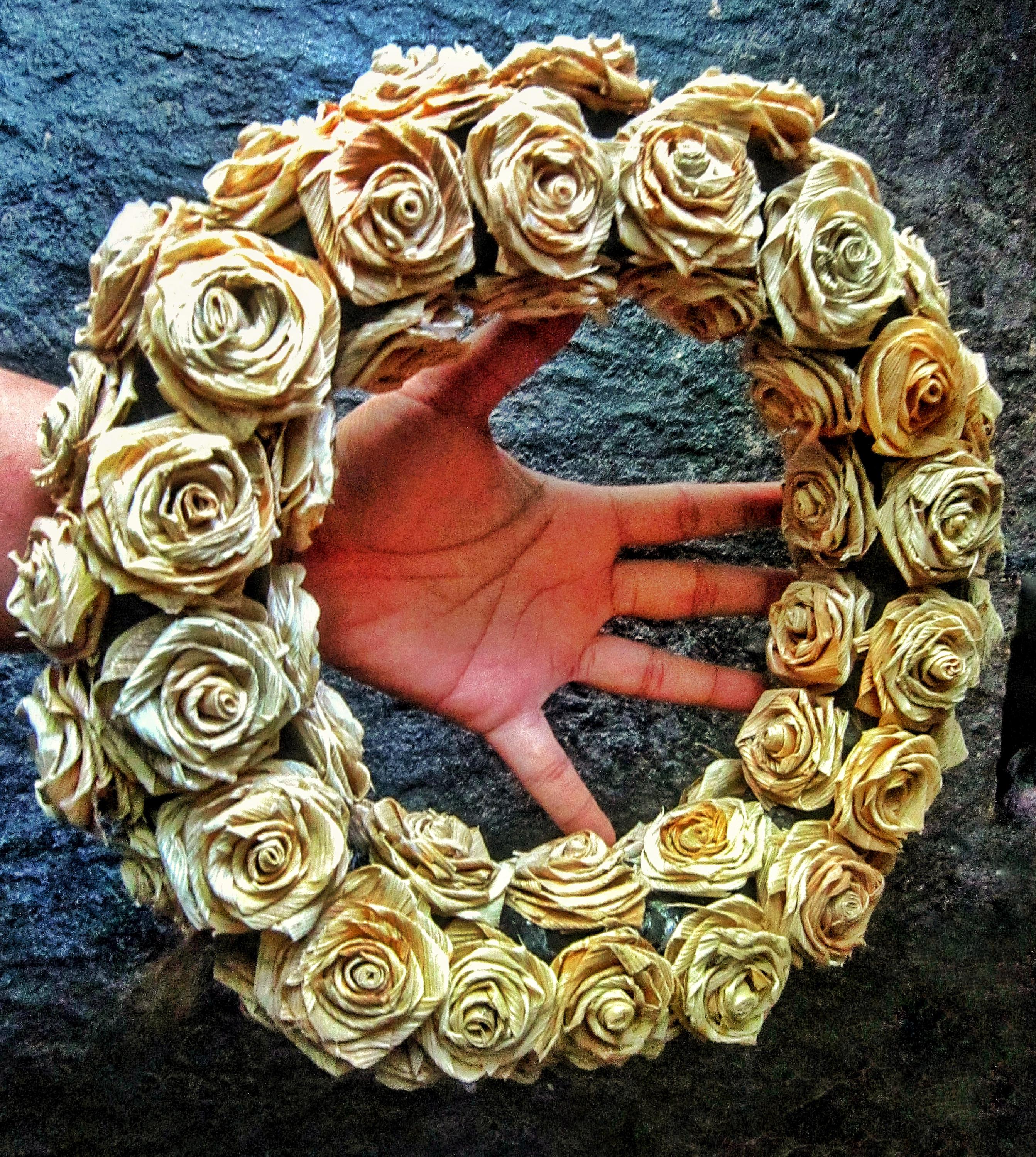 Rose Corn Husk Wreath,roses Bridal,corn Husk Flower,corn Husk Decor,eco ...