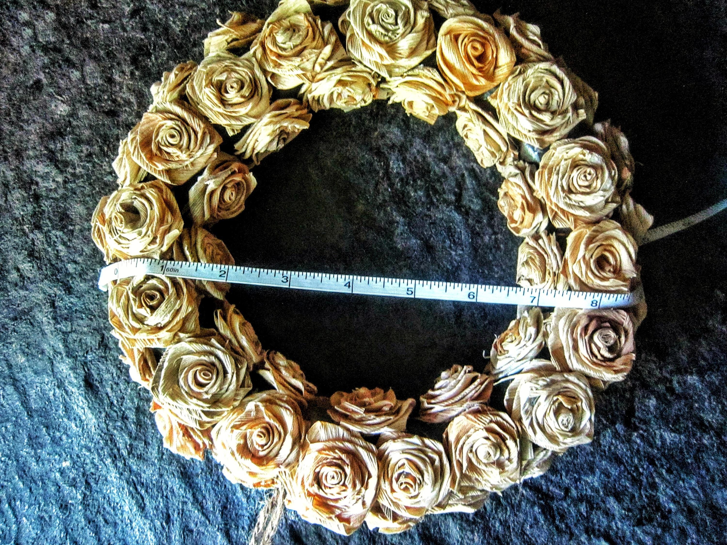 Rose Corn Husk Wreath,roses Bridal,corn Husk Flower,corn Husk Decor,eco ...