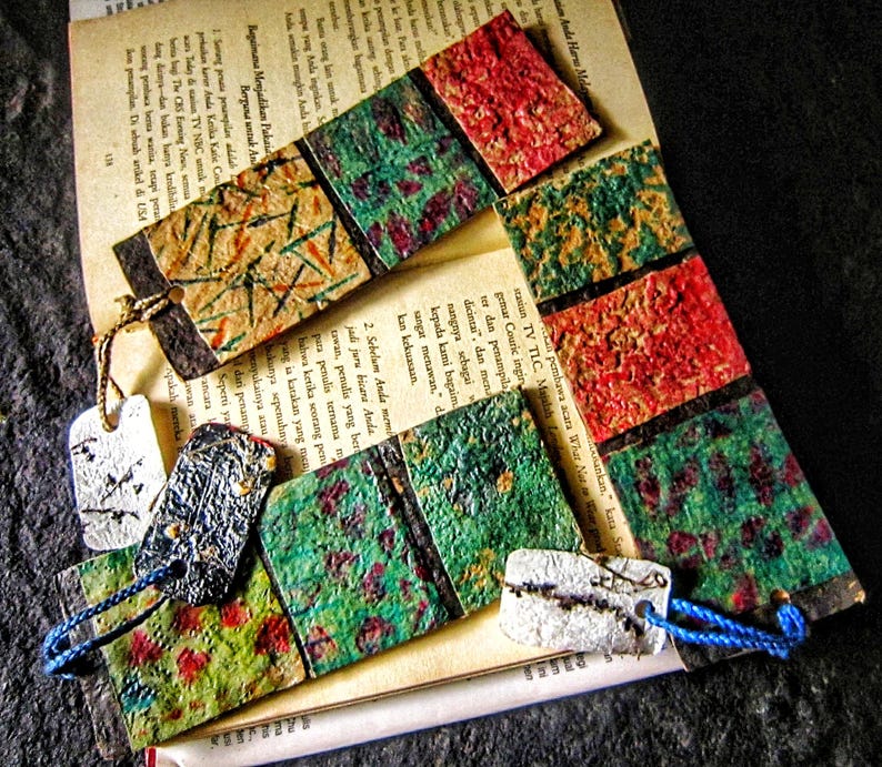 Recycled Paper Stamp Bookmark.one Set Bookmark,colorful Recycled,stamp ...