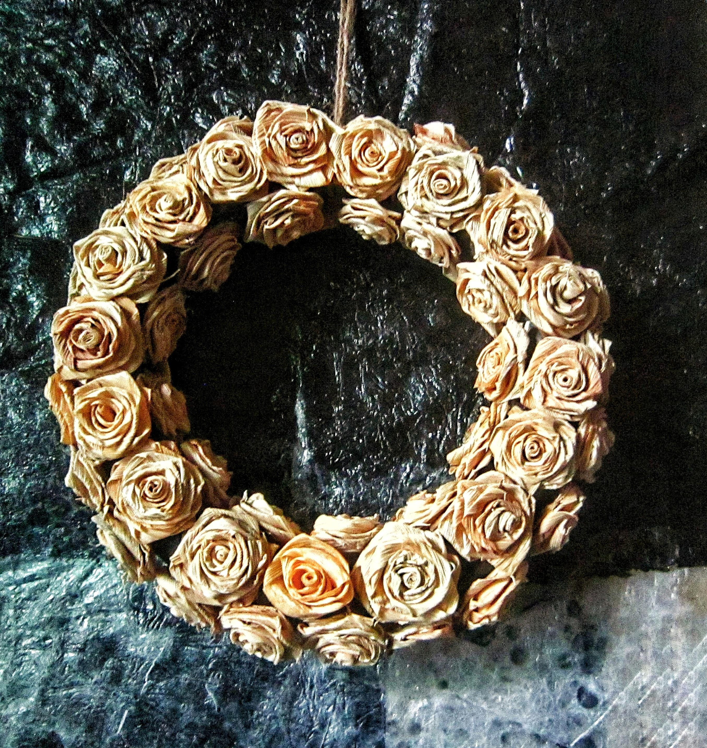 Rose Corn Husk Wreath,roses Bridal,corn Husk Flower,corn Husk Decor,eco ...