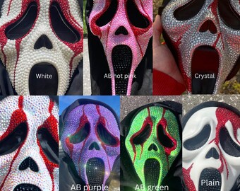 PINK Crystalized Bedazzled Bling Bloody Scream Ghostface Mask - Etsy