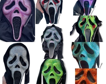 Ghostface Scream Iridescent Bling Rhinestone Crystal Mask - Etsy