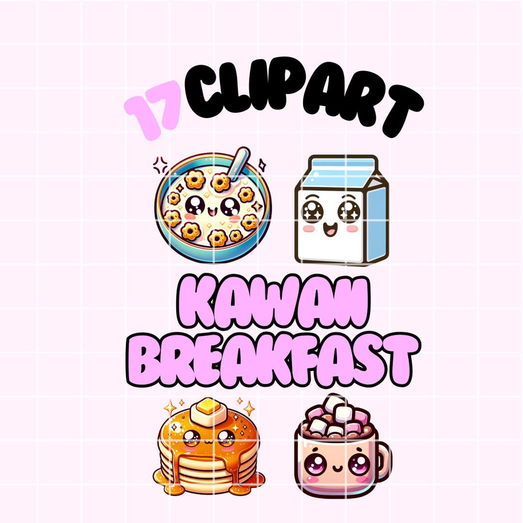 Cute Kawaii Breakfast Bundle | Cute Cartoon Breakfast Food Clip Art ...