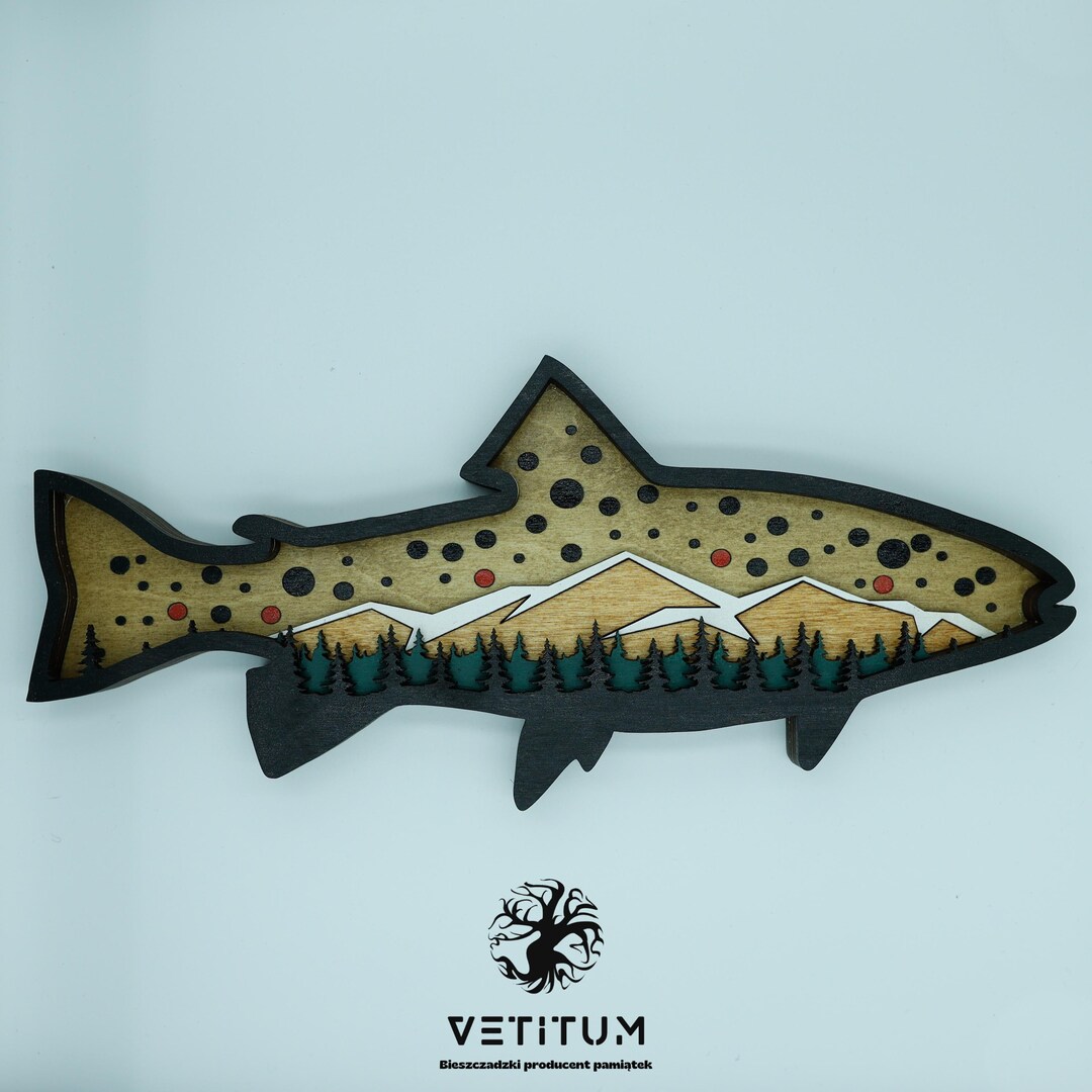 Layered Brown Trout 3D Laser Cut File | Multi-layer Fish SVG for Laser ...