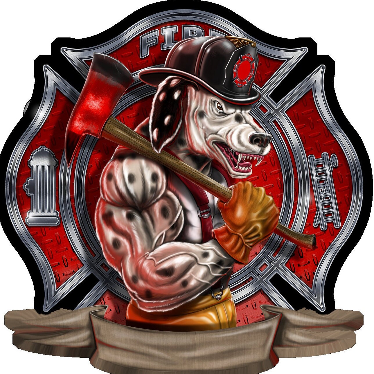 Dalmatian Dog Fire Fighter Decal, Fire Fighter Decal, Full Color Fire ...