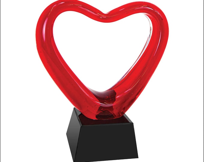 Big Crystal Rubin Glass Heart Sculpture Pink Heart Glass - Etsy