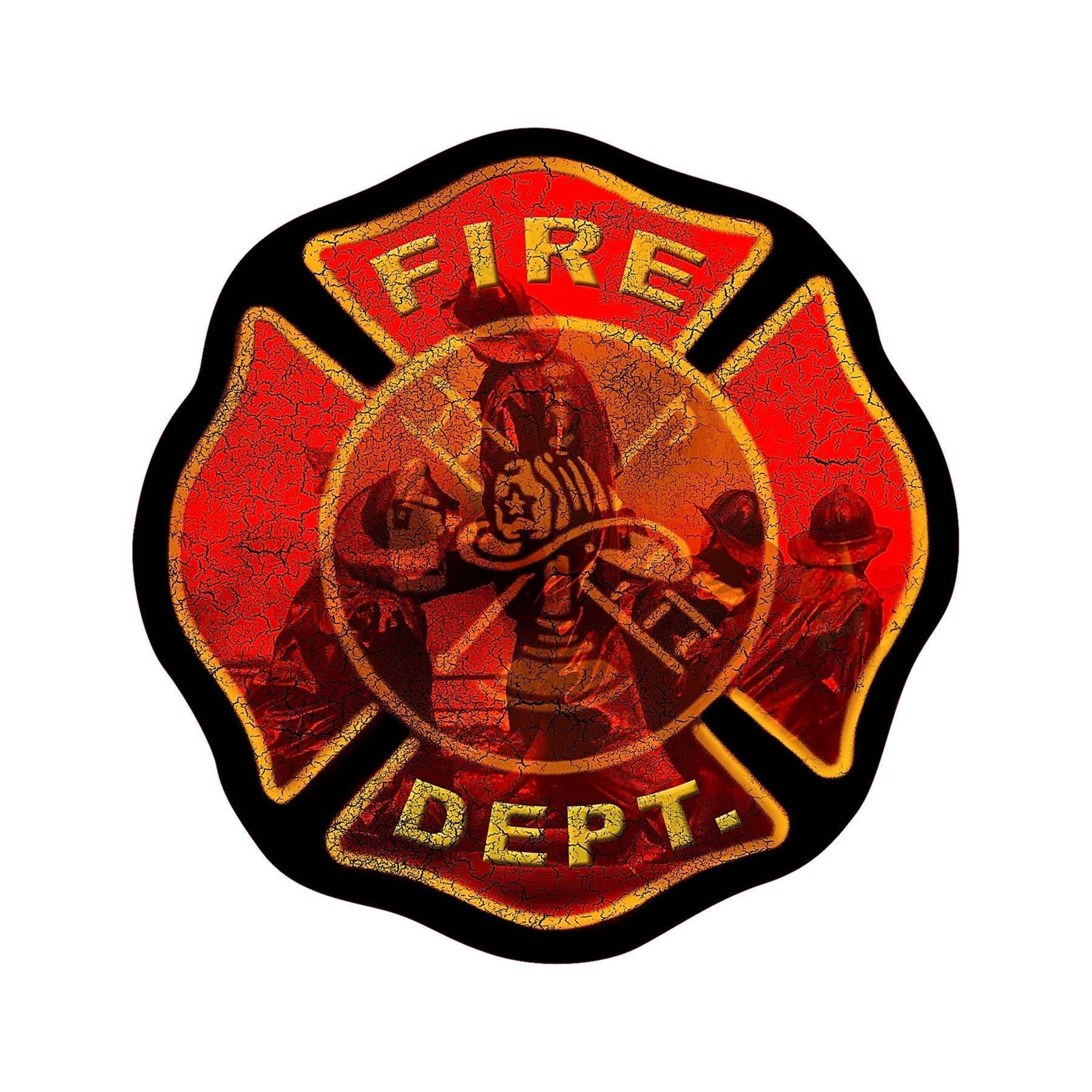 Firemen Maltese Decal, Fire Fighter Decal, Full Color Fire Decal, Red ...