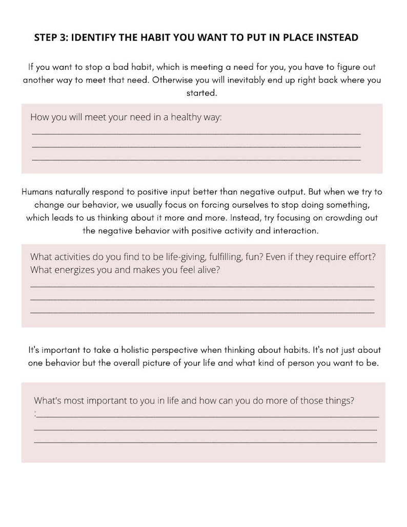 Therapy and Coaching Habit Change Worksheets - Etsy