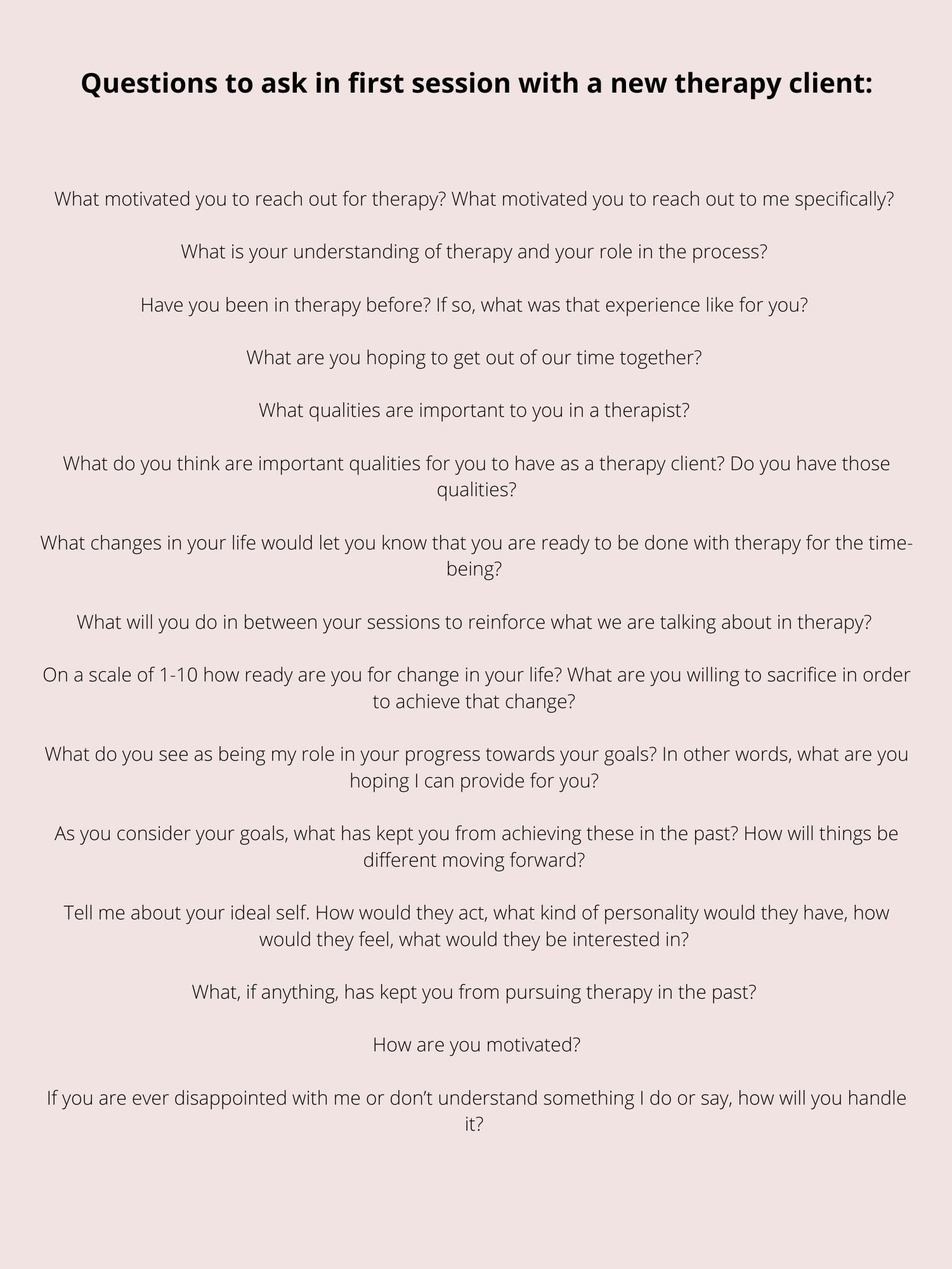 Therapy Questions for First Session - Etsy