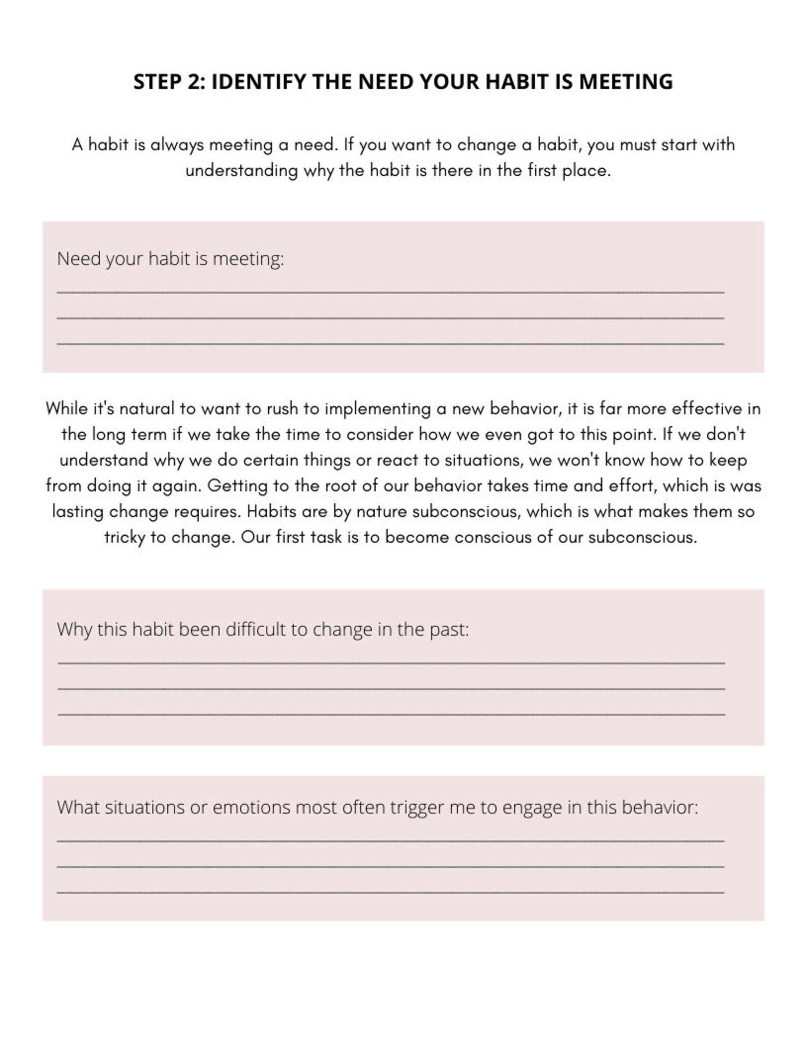 Therapy and Coaching Habit Change Worksheets - Etsy