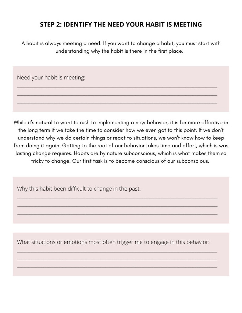 Therapy and Coaching Habit Change Worksheets - Etsy