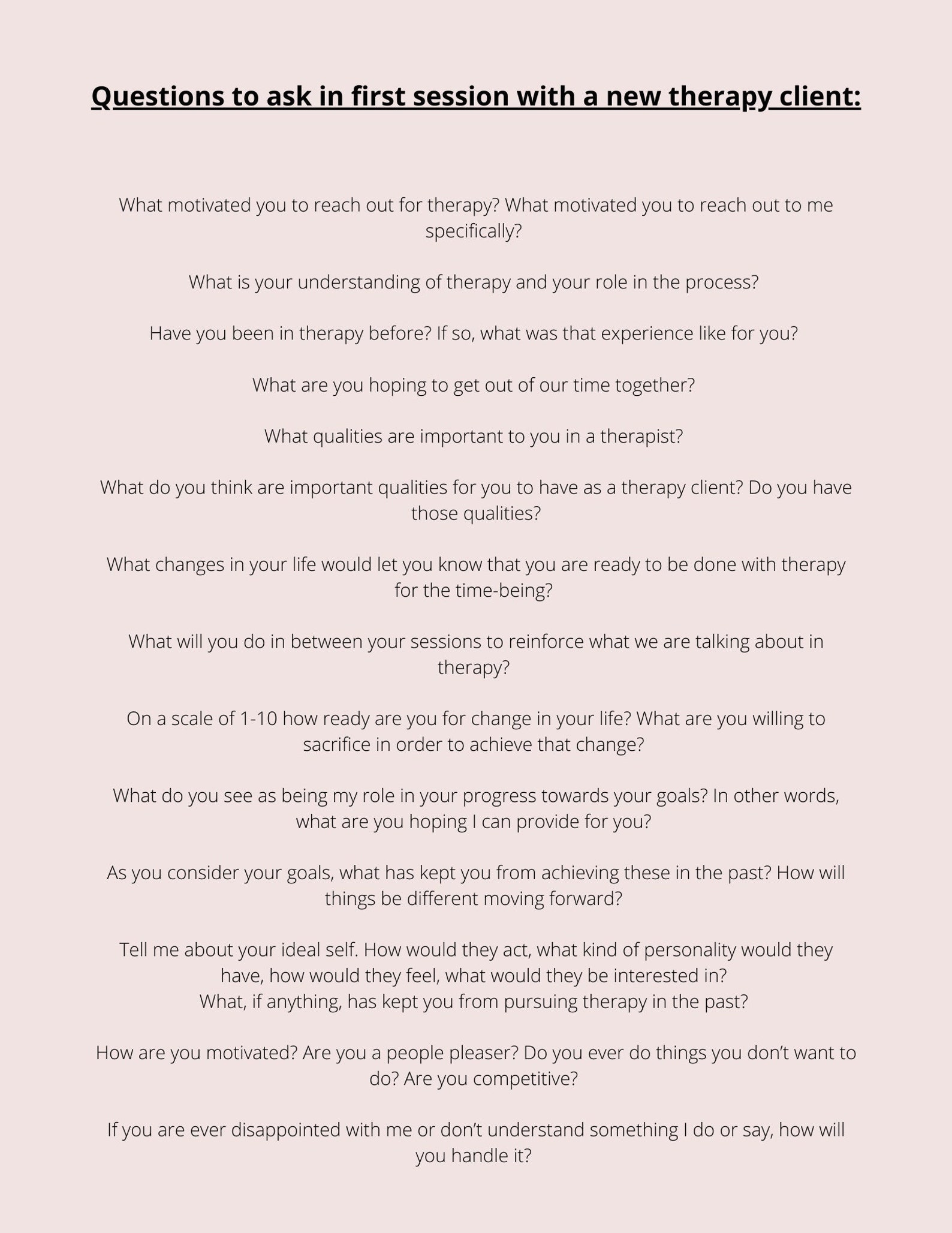 Therapy Questions for First Session - Etsy