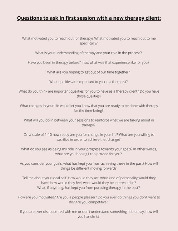 Therapy Questions for First Session - Etsy