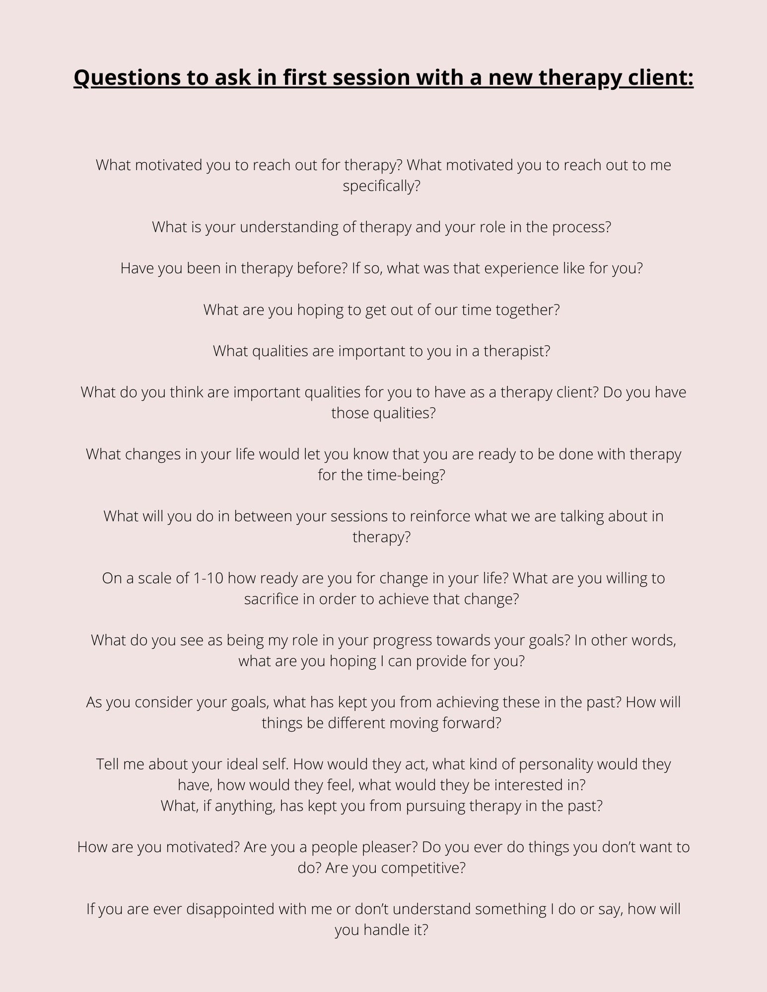 Therapy Questions for First Session - Etsy