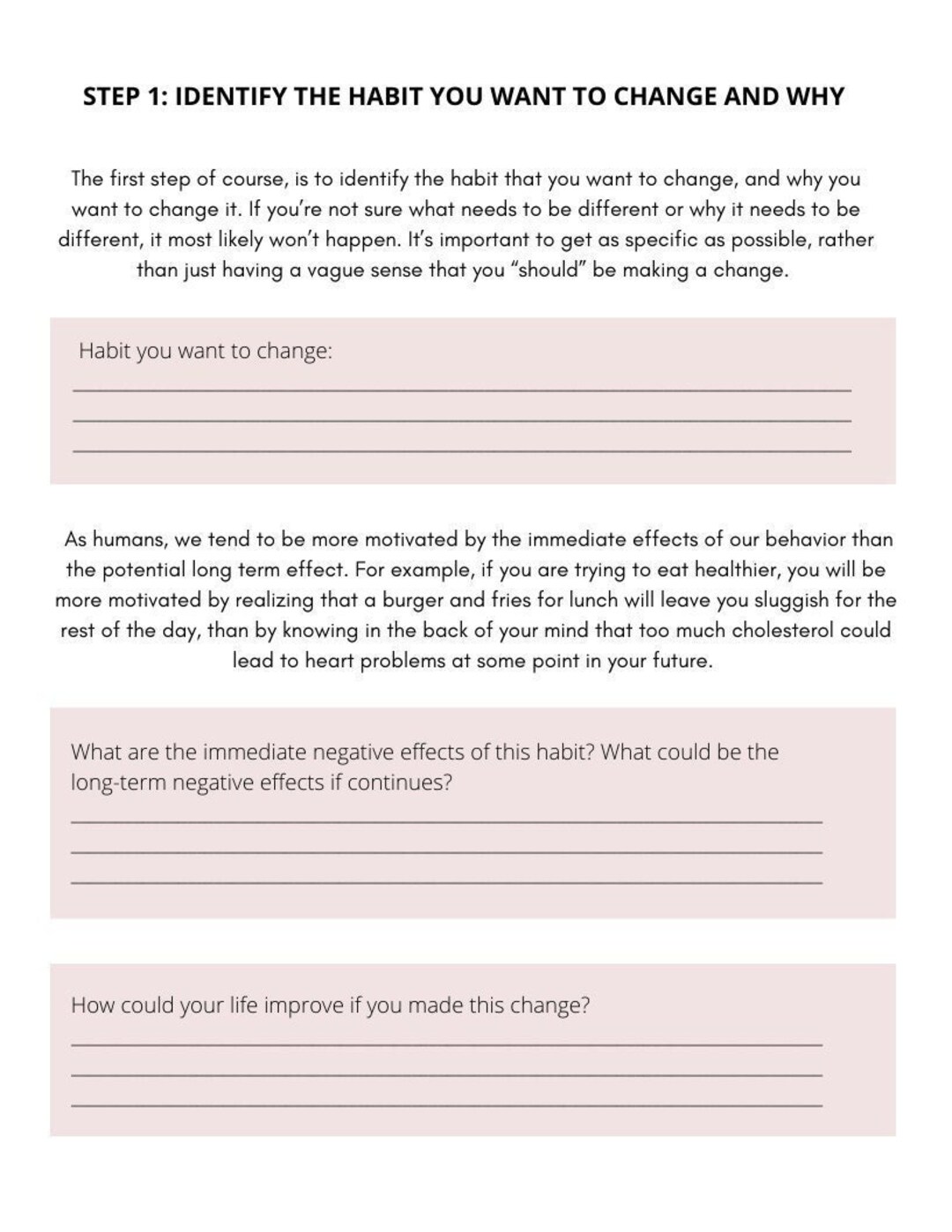 Therapy and Coaching Habit Change Worksheets - Etsy