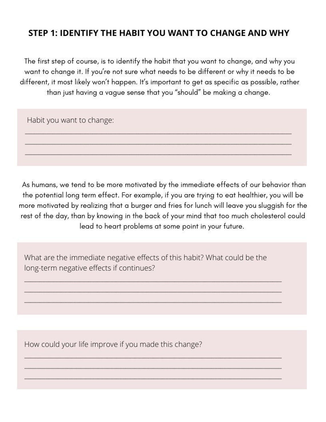 Therapy and Coaching Habit Change Worksheets - Etsy