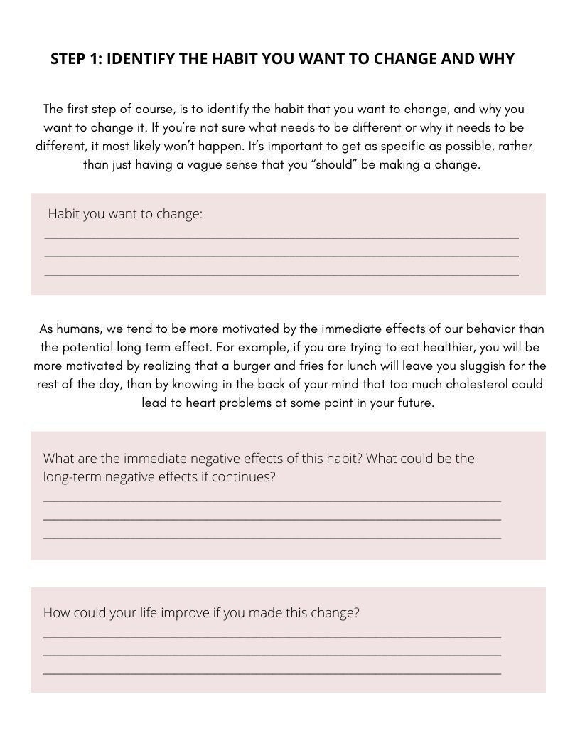 Therapy and Coaching Habit Change Worksheets - Etsy