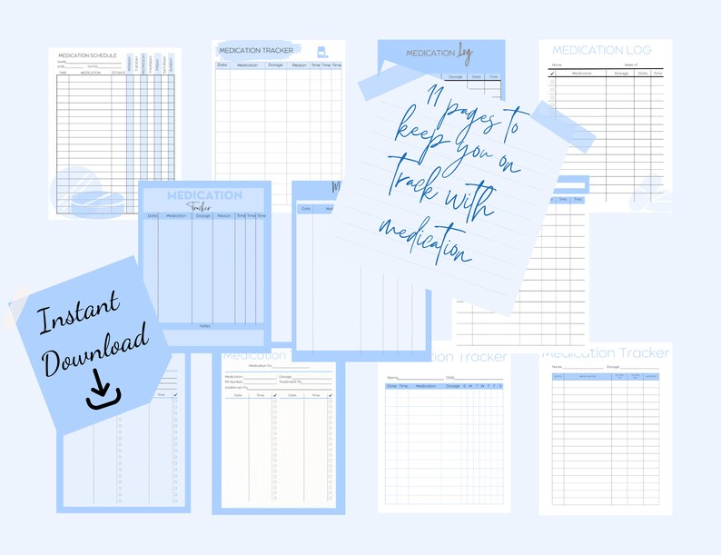 MEDICINE TRACKER PRINTABLE, Template, Bullet Journal, Sheet, Medicine ...