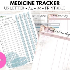 MEDICATION TRACKER PRINTABLE, Template, Bullet Journal, Sheet, Medicine ...