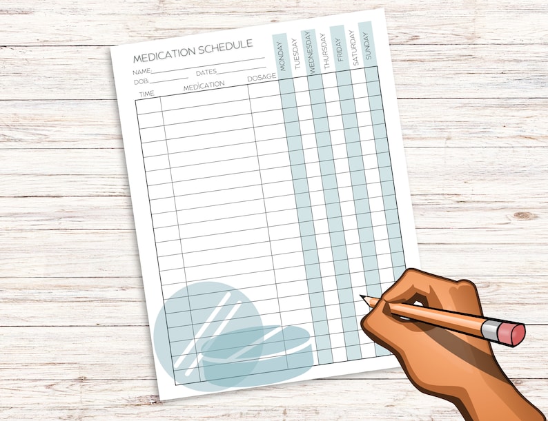 MEDICATION TRACKER PRINTABLE Template Bullet Journal Sheet - Etsy