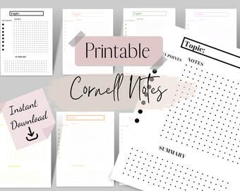 Cornell Note Taking Set Printable Cornell Note Template - Etsy