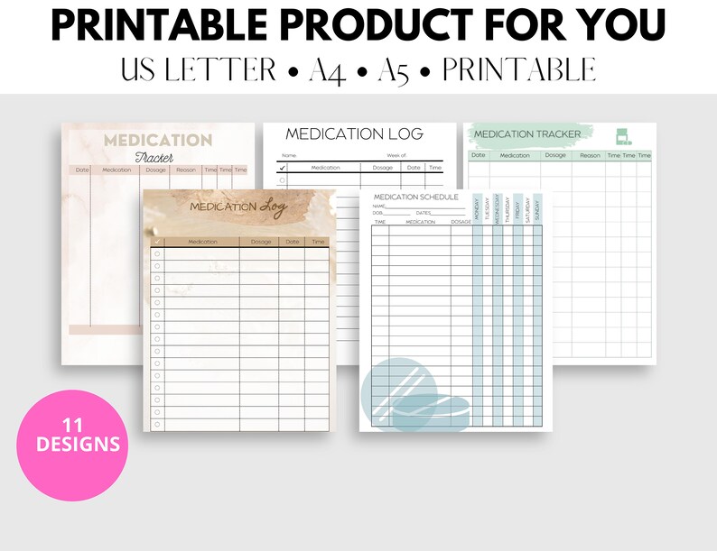 MEDICATION TRACKER PRINTABLE, Template, Bullet Journal, Sheet, Medicine ...