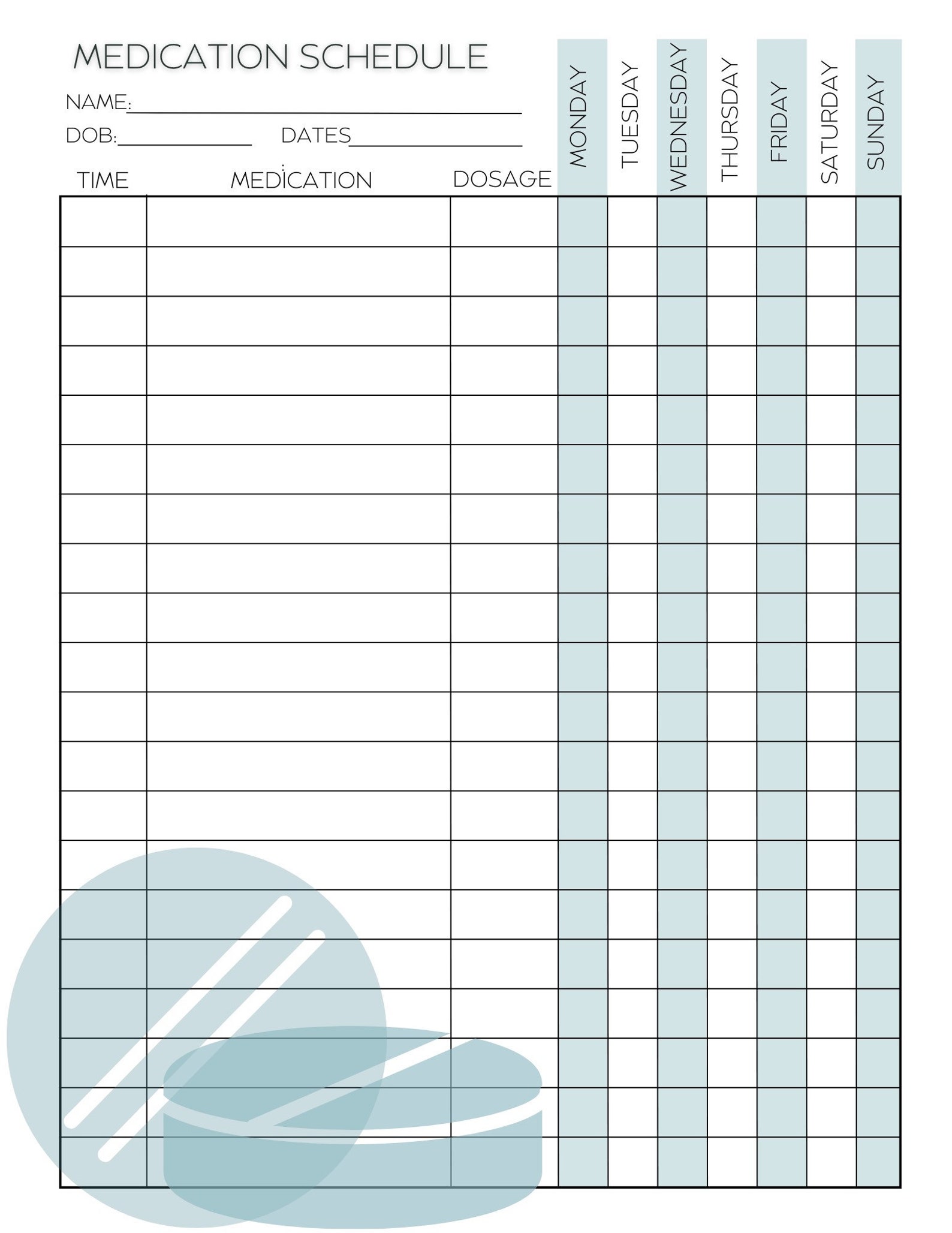 MEDICATION TRACKER PRINTABLE Template Bullet Journal Sheet - Etsy