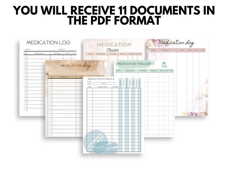 MEDICATION TRACKER PRINTABLE, Template, Bullet Journal, Sheet, Medicine ...