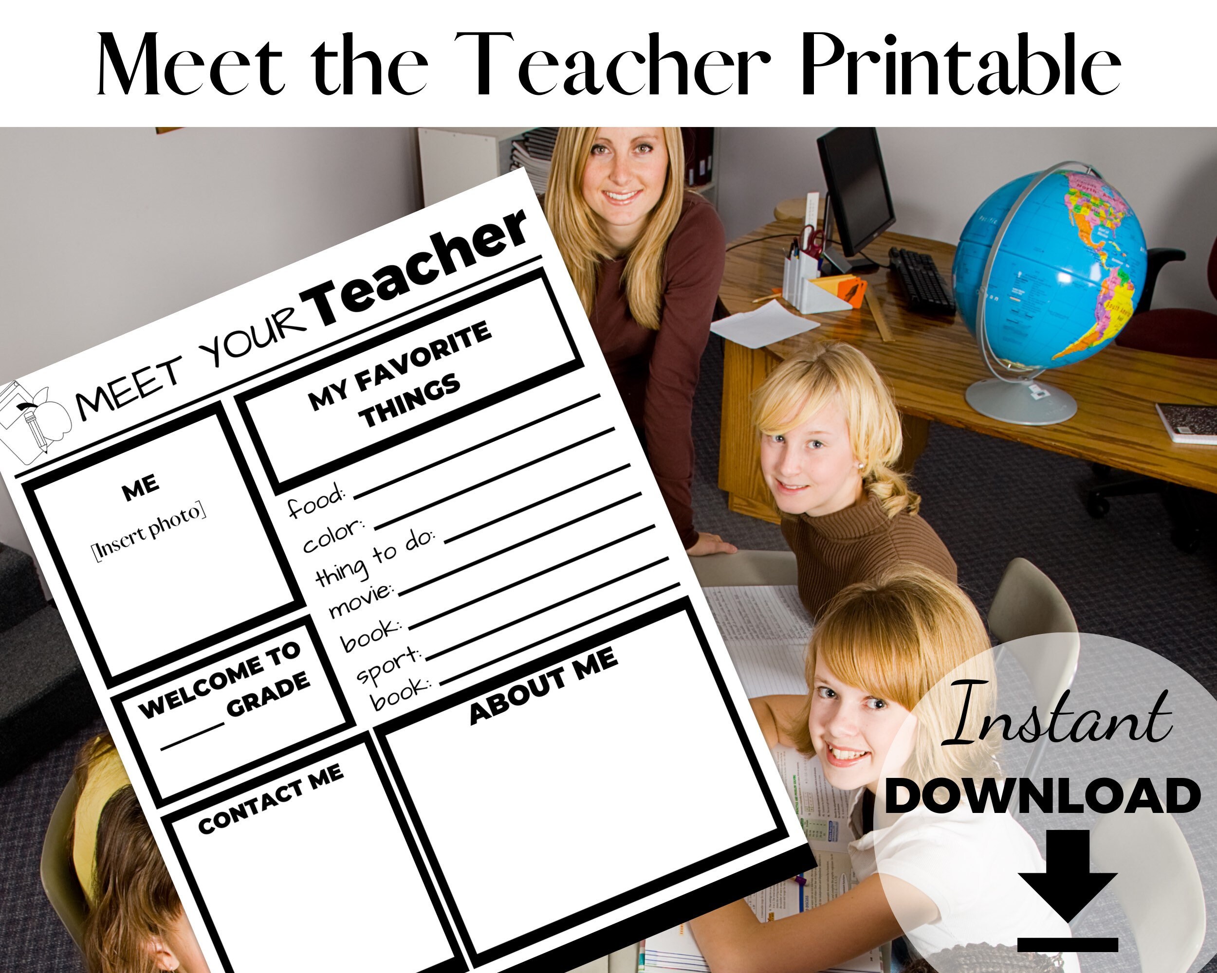 MEET THE TEACHER Printable Teacher Door Sign Meet the - Etsy