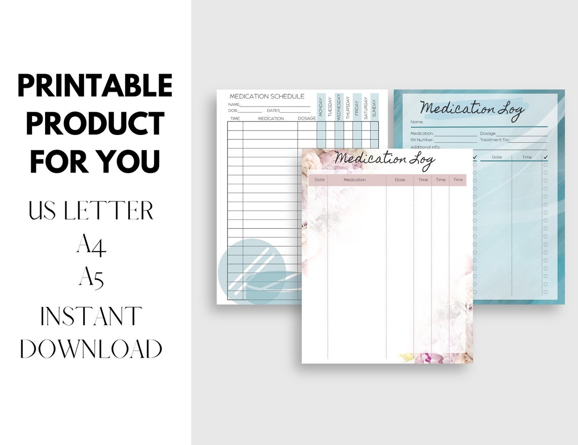 MEDICATION TRACKER PRINTABLE, Template, Bullet Journal, Sheet, Medicine ...