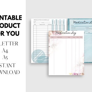 MEDICATION TRACKER PRINTABLE, Template, Bullet Journal, Sheet, Medicine ...