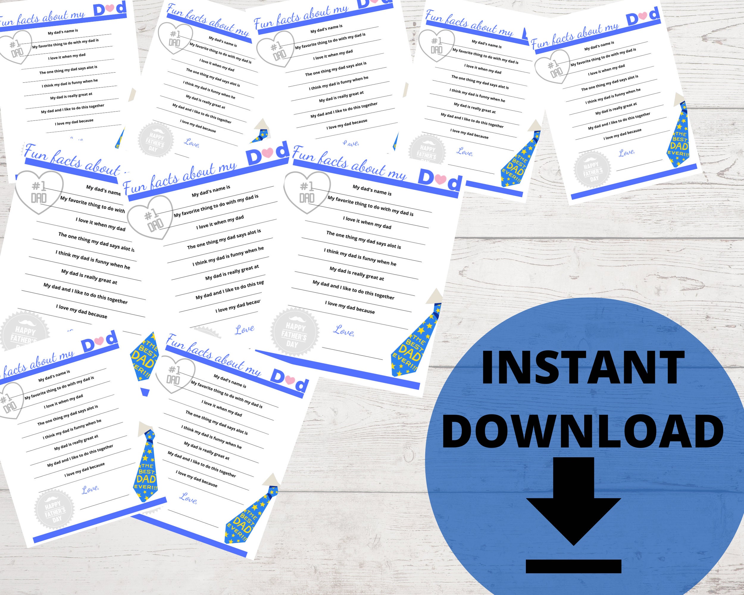 ALL ABOUT My DAD Printable, Fun Facts About Dad, Diy Fathers Day Card ...