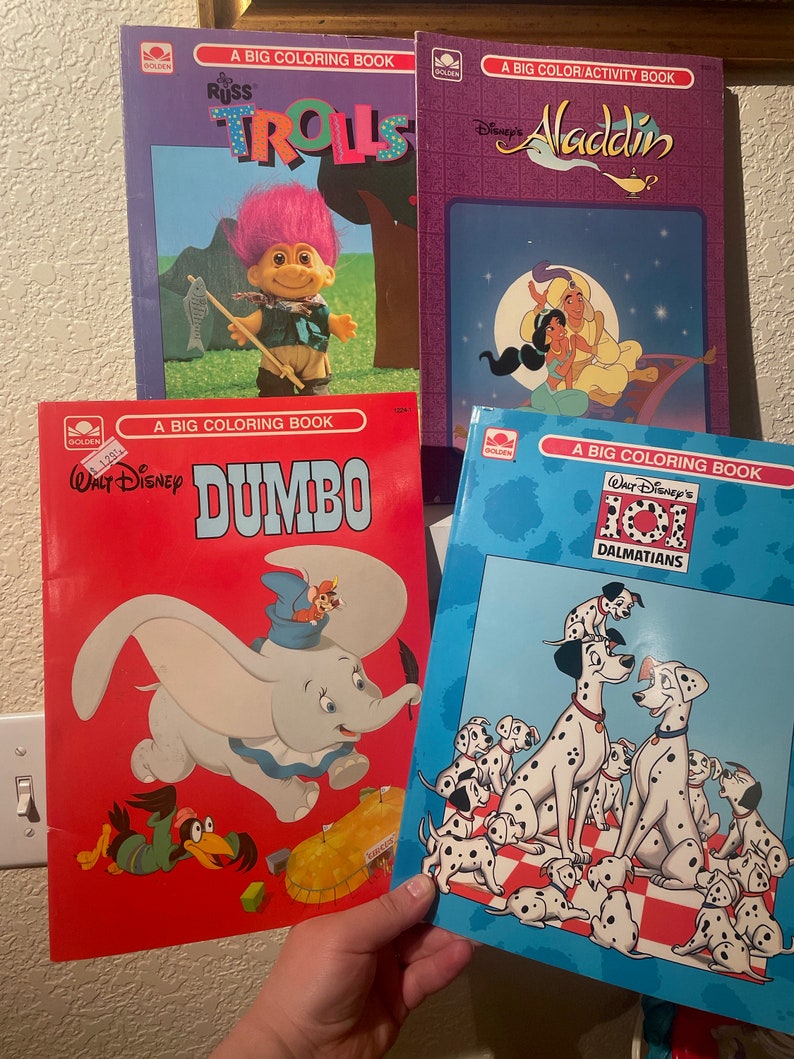 Vintage A Big Color Activity Book. Aladdin, Dumbo, Trolls and 101 ...