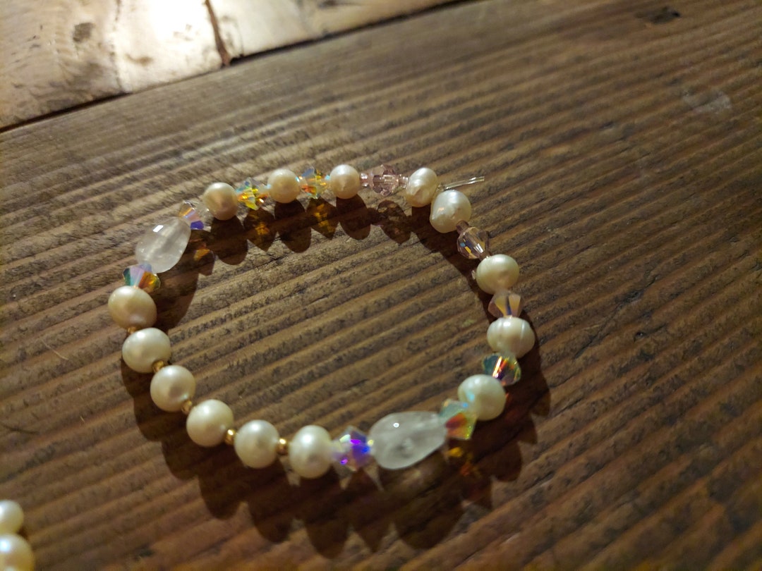 Cottagecore Pearl and Gemstone Bracelet - Etsy