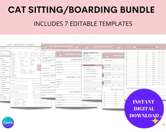 Cat Boarding Form Template Editable Template Cat Report Card Cat ...