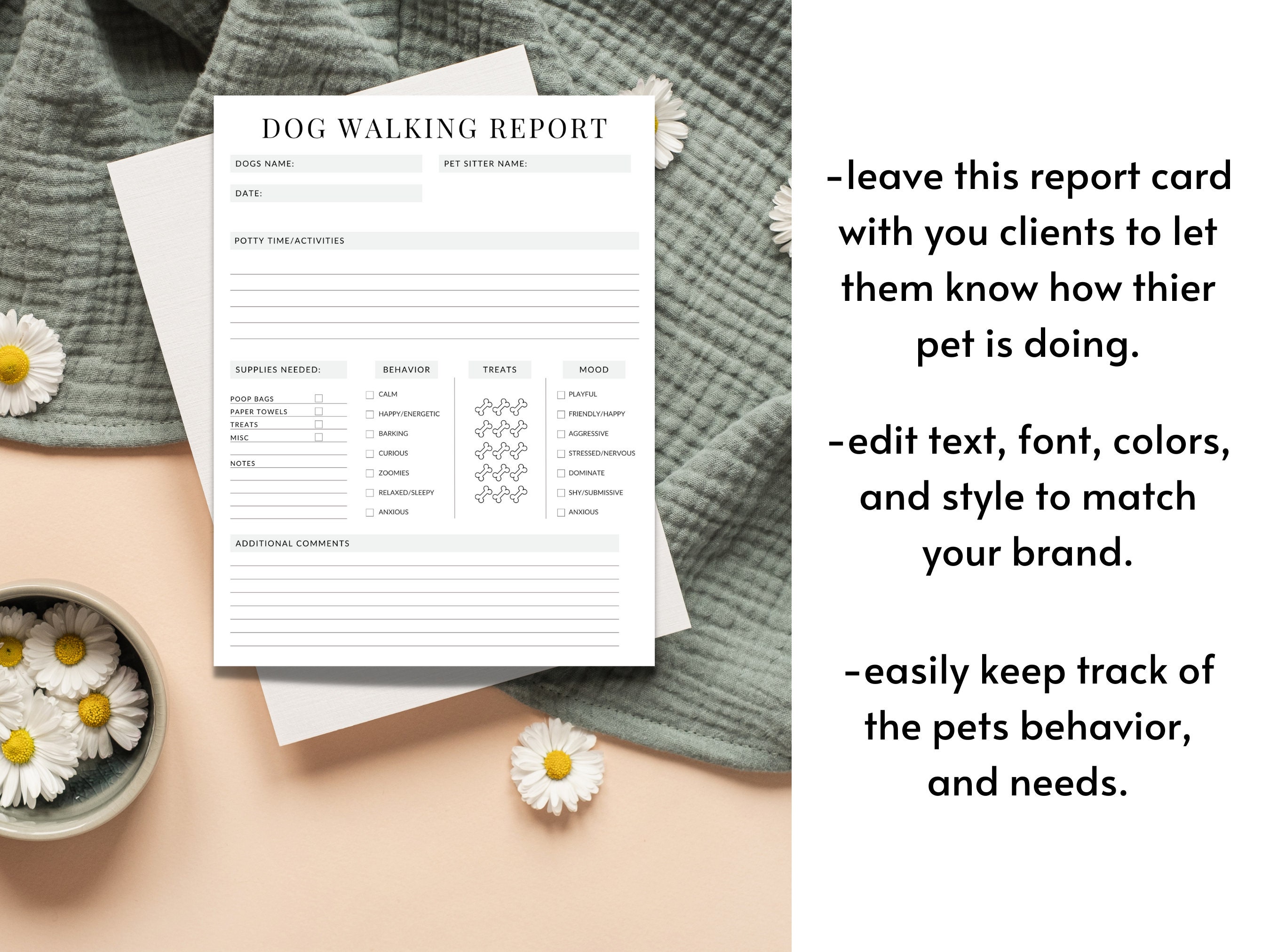 Dog Walking Bundle Editable Dog Walking Templates Dog - Etsy