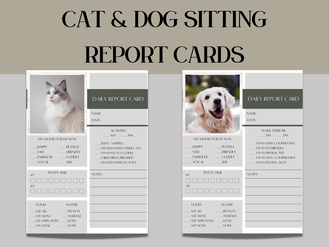 Pet Boarding/sitting Report Card Template Editable Template - Etsy