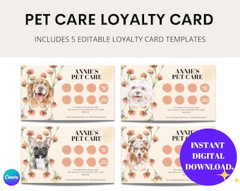Modern Salmon Pink Loyalty Card for Pet Business, Dog Sitting, Dog ...