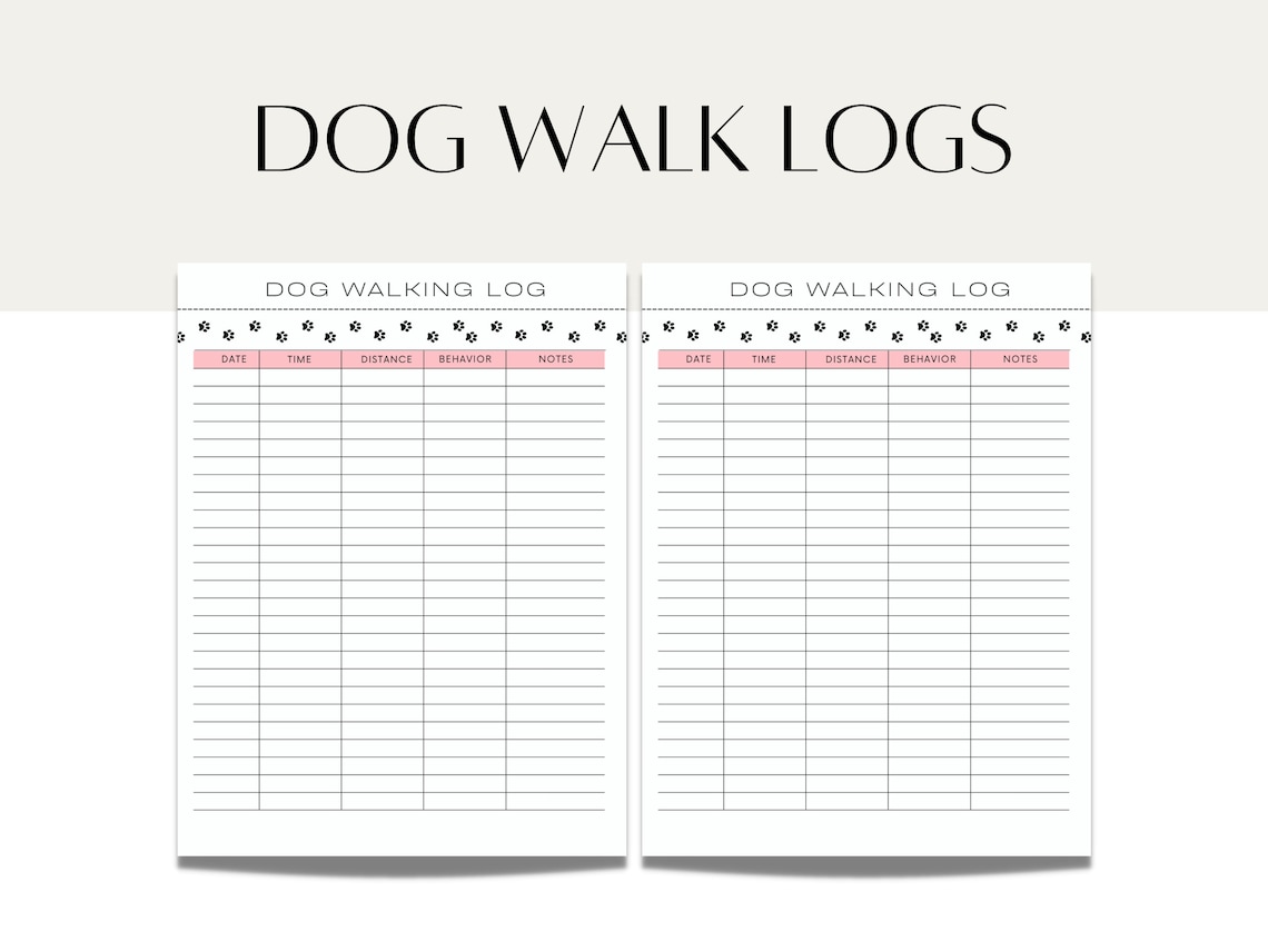 Dog Walking Forms, Editable Dog Walking Templates, Dog Walking Log ...
