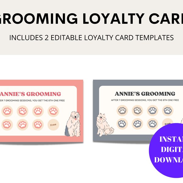 Loyalty Dog Grooming Card - Etsy