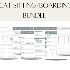 Cat Boarding Form Template Editable Template Cat Report Card Cat ...
