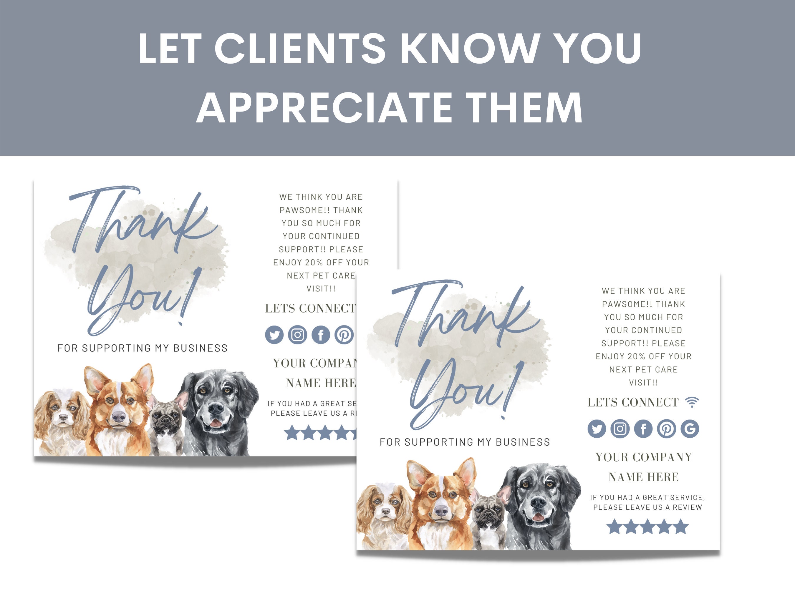Editable Thank You Postcard for Pet Sitting Clients Pet Sitting ...