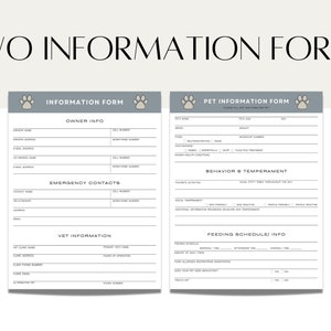 Cat Boarding Form Template Editable Template Cat Report Card Cat ...