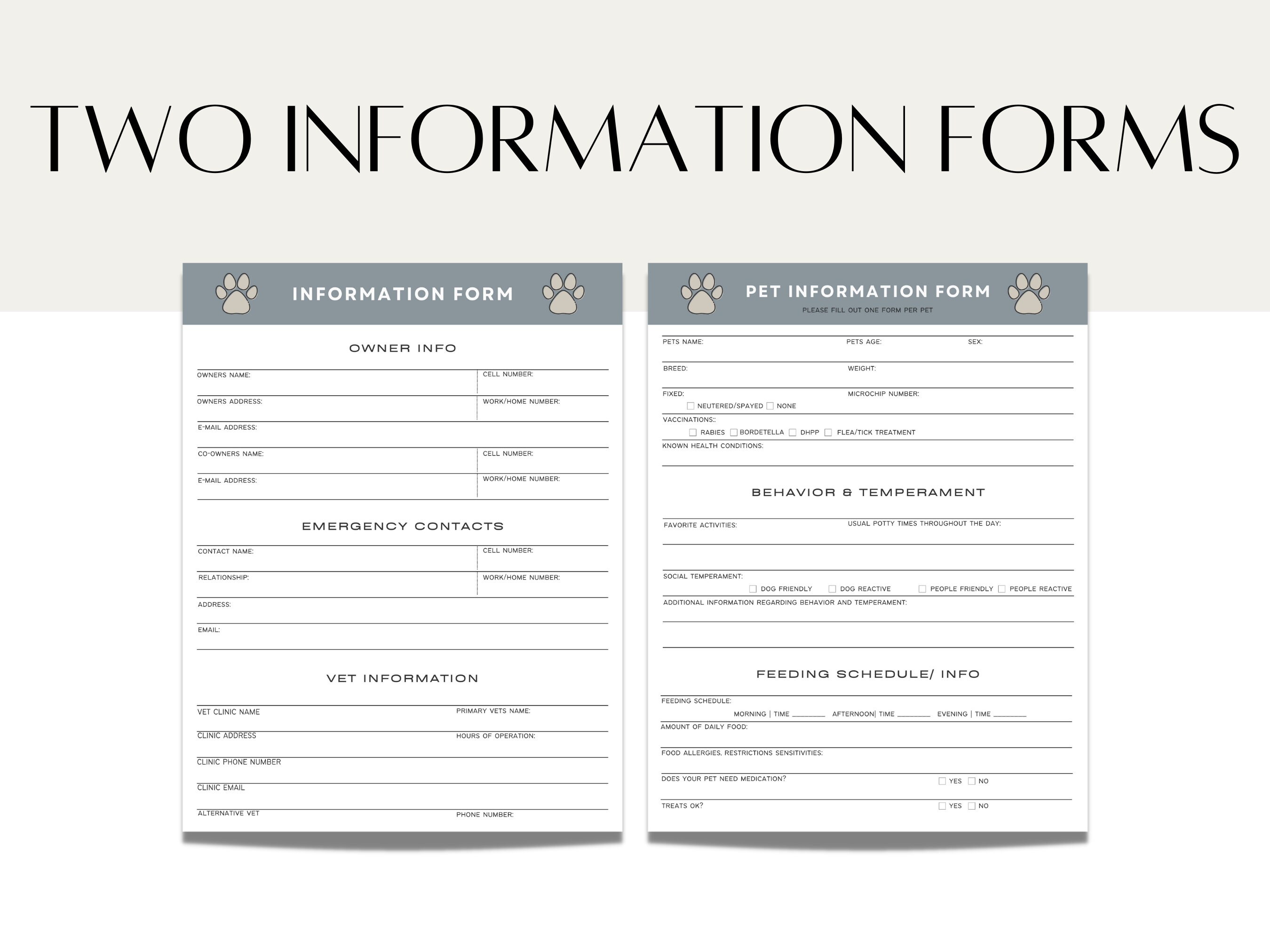 Cat Boarding Form Template Editable Template Cat Report Card Cat ...