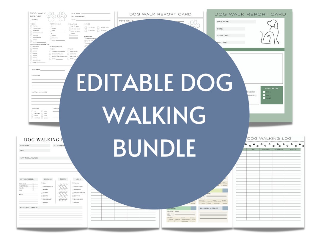 Dog Walking Forms Editable Dog Walking Templates Dog Walking - Etsy