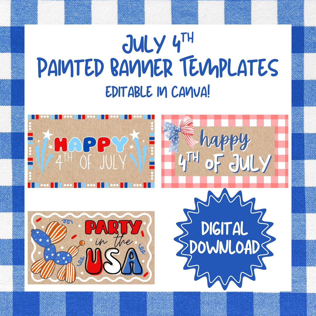 4th of July Painted Banner Template | Editable in Canva | Digital ...
