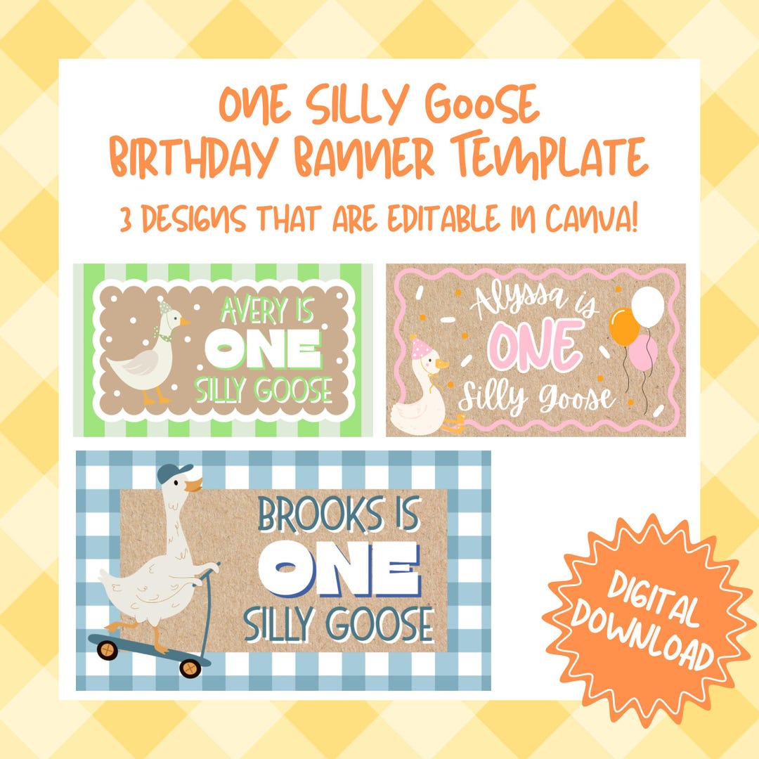One Silly Goose Banner Template| Editable Template | Birthday Banner ...