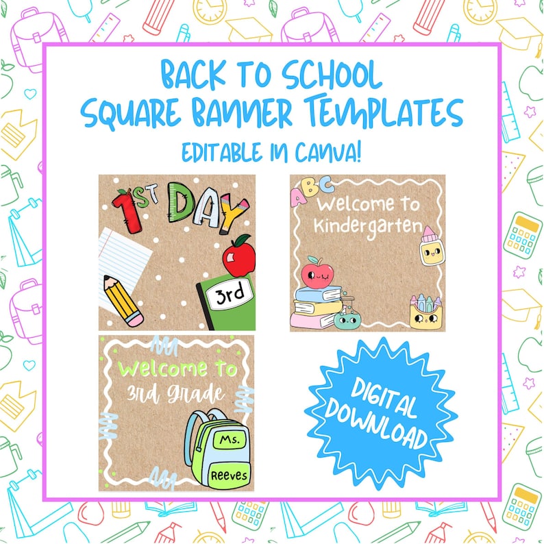 Back to School Banner Template | First Day | Editable in Canva ...