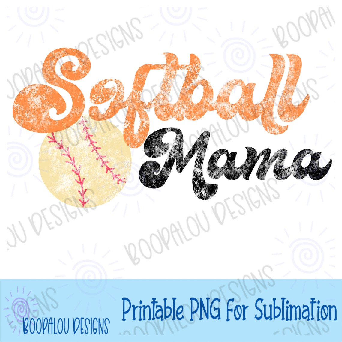 Distressed Softball Mama PNG, Orange and Black Design (digital Download ...