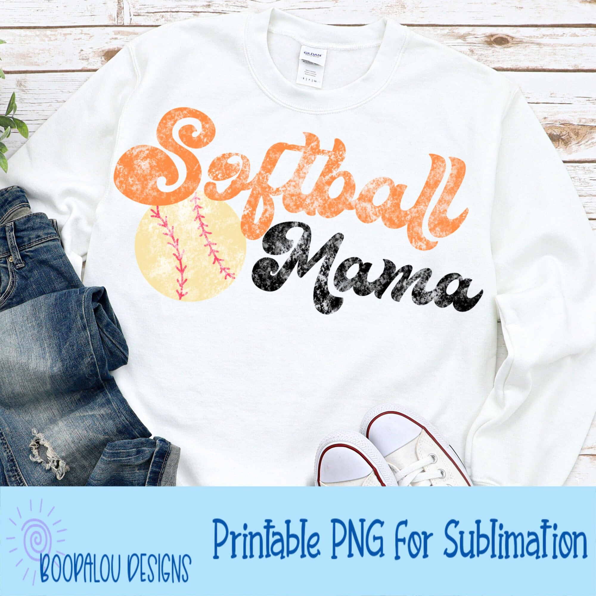 Distressed Softball Mama PNG, Orange and Black Design (digital Download ...